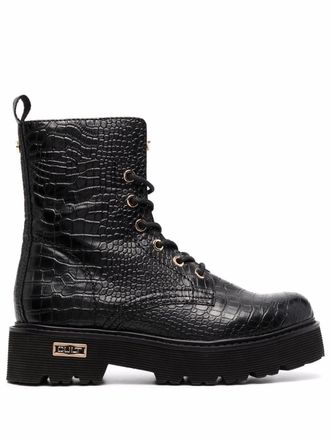 Cult Stiefel mit Kroko-Effekt - Schwarz