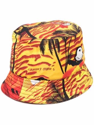 Palm Angels x Moncler bob &agrave; imprim&eacute; tropical - Jaune