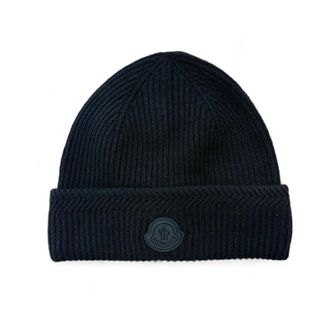 Moncler Cashmere Blend Logo Beanie - - Accessories - Herren - Schwarzk - ONE SIZE