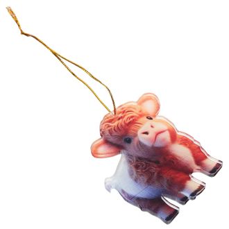 Hemobllo Dekorative Auto H&auml;ngedekoration Cartoon Hochlandkuh Anh&auml;nger aus Kunstharz Klein Wiederverwendbar Festliche Autodeko f&uuml;r Haus Party