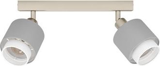 Eglo Deckenstrahler Bellizzi, Deckenlampe 2-fach, Deckenleuchte mit schwenkbaren Spots aus Textil in Grau und Wei&szlig;, Deckenspots mit E14 Fassung