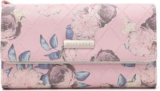 Miss Lulu Portefeuille Femme Long clapet en PU,12 emplacements pour Cartes,Motifs Secrets &eacute;l&eacute;gants,Id&eacute;al pour Shopping,Travail,Voyage et Sorties quotidianes