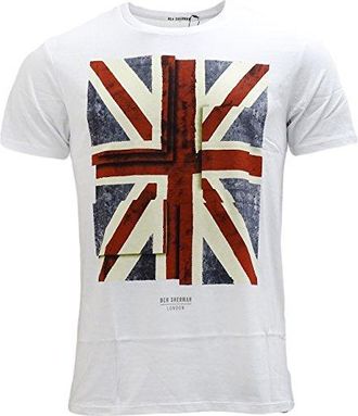 Ben Sherman Union Jack Graphic T-Shirt, Blanc-Blanc, XX-Large Homme