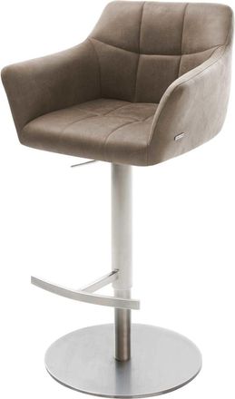DELIFE Barstuhl Yulo-Flex Drehfu&szlig; h&ouml;henverstellbar Edelstahl Vintage Taupe