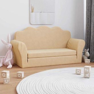 vidaXL Vidaxl - Canap&eacute;-lit 2 places cr&egrave;me peluche douce - Dimensions 94x90 cm - Housse amovible - Pour enfants - Design 2 en 1 fauteuil et lit