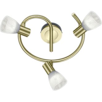 Trio leuchten plafonnier led levisto en laiton mat/verre dalb&acirc;tre blanc 871090308