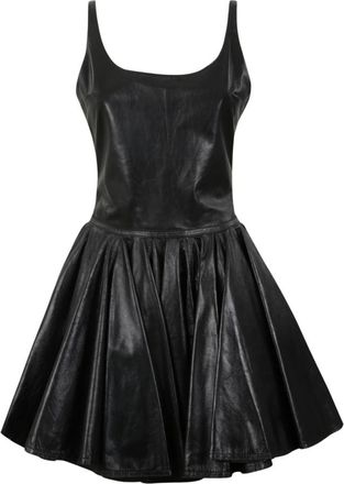 Haikure Lucrezia Robe Courte en Cuir Soyeux - Femme - Robes - Noir - Taille: 40 FR