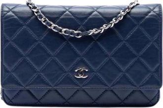 Chanel Portefeuille sur cha&icirc;ne Pre-owned - Femme - Pre-owned - Bleu - Taille: ONE Size
