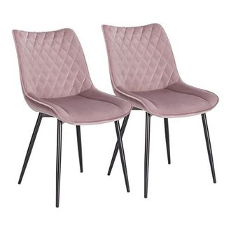 Woltu Chaise de Salle à Manger Lot de 2, Chaises de Salon Scandinaves, pour Salle de Séjour, Chambre à Coucher, Cuisine, en Velours et Métal, Rose, BH209rs-
