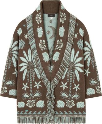 Alanui Femme, Pulls, Multicolore, Taille: 38 FR Cardigan Tricot Jacquard &agrave; Motifs avec Franges