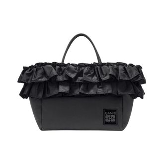 Ganni Femme, Sacs, Noir, Taille: ONE Size XXL Ruffle Tote
