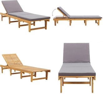 vidaXL Klappbare Sonnenliege mit Auflage Akazie Massivholz - Klappbarer Sonnenschirm - Holz Lounge Chair - Gartenstuhl - Auflagenkissen - Outdoor M&ouml;bel