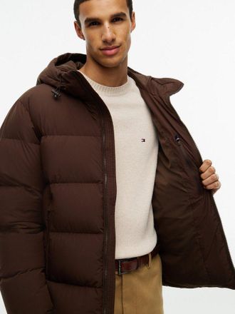 Tommy Hilfiger Daunenjacke DOWN HOODED PUFFER JKT mit Logo-Patch, mit Kapuze