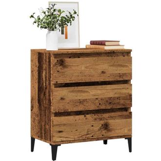 vidaXL Vidaxl - Buffet vieux bois 60x35x70 cm - Bois ding&eacute;nierie r&eacute;sistant &agrave; lhumidit&eacute; - 3 tiroirs pour rangement pratique - Capacit&eacute; 60 kg
