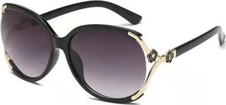 Generic Lunettes de soleil UV400 de forme circulaire à large monture pour femmes 2026, Noir/gris, Taille unique