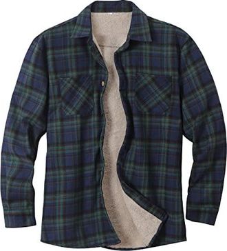 Minetom Chemises Homme en Flanelle Chemises À Carreaux Manches Longues Chemise Chaude De Bucheron Bouton Chemise Sherp Veste H Vert XXL