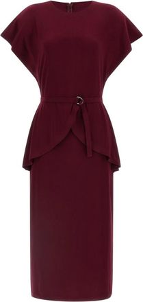 Norma Kamali Femme, Robes, Rouge, Taille: 36 FR Cap Sleeve Shoulder Pad Peplum Dress
