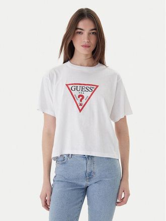 Guess T-Shirt W4YI73 K8HM0 Wei&szlig; Boxy Fit