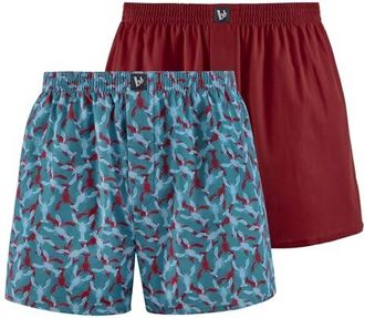 Bruno Banani Lot de 2 Shorts rétro pour Homme, Bleu/Rouge, L