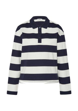 s.Oliver Sweatshirt Sweatshirt Gestreiftes Sweatshirt mit Polokragen