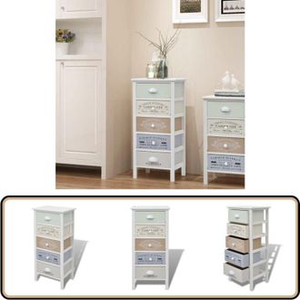 vidaXL Beistellschrank mit 5 Schubladen Franz&ouml;sischer Stil Holz - Holzschrank - Franz&ouml;sischer Landhausstil - Kommode - Sideboard - Nachtkast