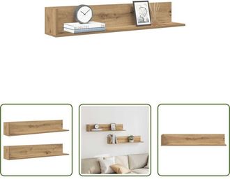 vidaXL Rangement mural - &Eacute;tag&egrave;res murales 2 pcs ch&ecirc;ne artisanal 100x16,5x16,5 cm