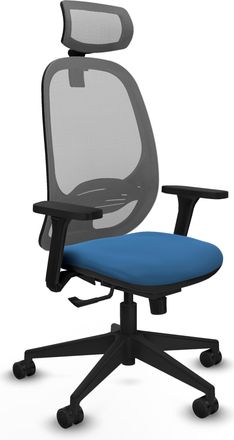 Piqueras y Crespo Stuhl, zylindrische Armlehne, h&ouml;henverstellbare Lendenwirbelst&uuml;tze und Kopfteil, h&ouml;henverstellbar und neigbar, ausgestattet mit 3 Positionen, Grau/Hel