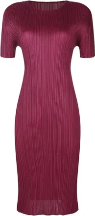 Issey Miyake Femme, Robes, Rouge, Taille: 40 FR Pleated Midi Dress