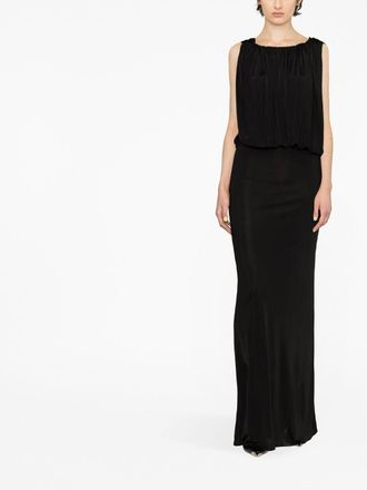 Saint Laurent Draped Jersey Dress - Black