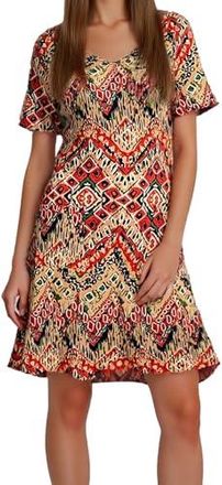 Generico Robe d&eacute;t&eacute; d&eacute;contract&eacute;e pour femme avec col en V et manches courtes et poches, Caf&eacute;, XX-Large