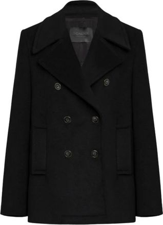 Dondup Peacoat droit en velours m&eacute;lang&eacute; de laine - Femme - Manteaux - Noir - Taille: 38 FR