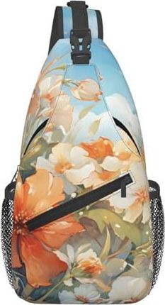 Generic Sacoche Homme Bandouliere Fleur printani&egrave;re &agrave; laquarelle Antivol Sac &agrave; Bandouli&egrave;re Mode Sac &agrave; Poitrine pour Voyage Cyclisme Randonn&eacute;e