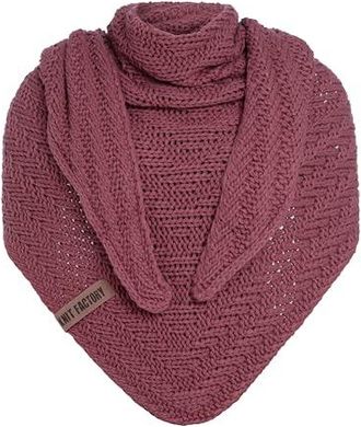 Knit Factory Sally Ch&acirc;le Tricot&eacute; - Foulard Triangle - Foulard femme pour lhiver - &Eacute;charpe Femme - Ch&acirc;le Femme - 100% Fabriqu&eacute; en Europe - Stone Red - 220x85 cm