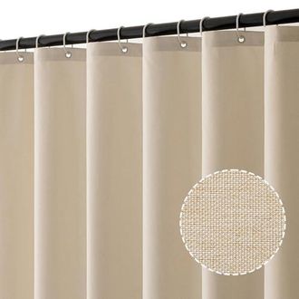 Miulee Rideau de Douche en Lin textur&eacute; 200x240 cm Beige Clair, H&ocirc;tel de Luxe Lourd Rideau de Douche imperm&eacute;able, Anti-moisissure Tissu Lavable Rideaux de Bai
