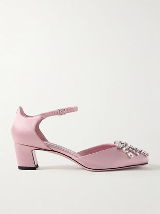 Jimmy Choo London Escarpins En Satin &Agrave; Cristaux Verity 45 - Rose