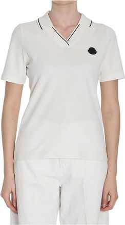 Moncler Femme, Tops, Blanc, Taille: 36 FR Polo en Piqu&eacute; de Coton