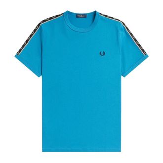 Fred Perry Retro Laurel Tape Ringer T-Shirt - - Tops - Herren - Blau - M