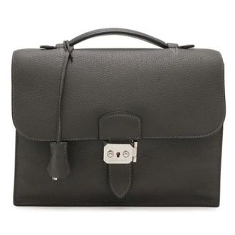 Herm&egrave;s unisex, Pre-owned, Gris, Taille: ONE Size Pre-owned Togo Sac a Depeche 27 Briefcase