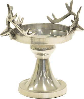 Shine Deko Schale Sch&uuml;ssel auf Fu&szlig; Gaia poliertes Aluminium Silber 23 x 21 cm