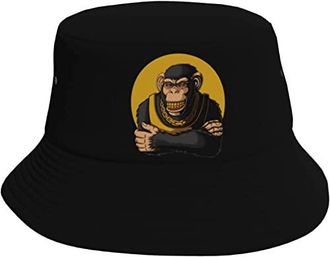 Generic Mode Seau Chapeau Un Singe Souriant aux Dents en Or Chapeaux de Soleil de Plage Funky Bobs Homme pour Filles Femmes Chasse
