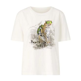Marc Cain Femme, Tops, Blanc, Taille: 40 FR T-shirt imprimé aventure léopard