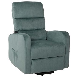 Mendler Fernsehsessel HWC-K62, Sessel Relaxsessel TV-Sessel, Liegefunktion Aufstehhilfe elektrisch, Metall Chenille - blau-gr&uuml;n