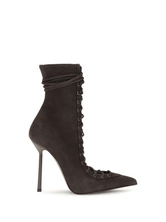 Le Silla Womens Ankle Boots Colette Suede Brown Calf Leather