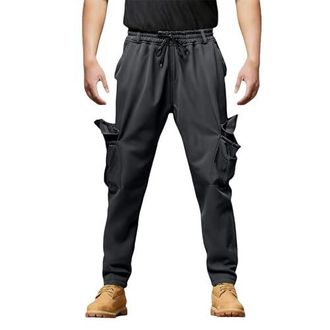 Generic Benito Pantalon cargo pour homme avec ceinture en tissu - Coupe ample - Pantalon chino - Pantalon de loisirs - Pantalon de travail - Pantalon &eacute;l&eacute;gant 