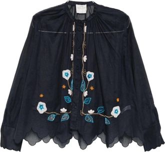 Forte_Forte Femme, Blouses et Chemises, Noir, Taille: 36 FR Chemise en coton brod&eacute;