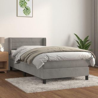 vidaXL Boxspringbett mit Matratze Hellgrau 80x200 cm Samt Vidaxl