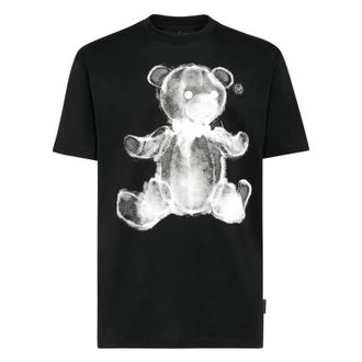 Philipp Plein Homme, Tops, Noir, Taille: 3XL T-Shirt Col Rond Teddy
