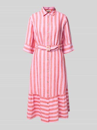 Christian Berg Hemdblusenkleid aus Leinen mit G&uuml;rtel und Eingrifftaschen