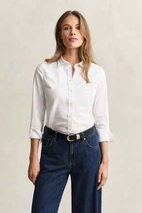 GANT Damen Stretch Oxford-Bluse (32) Wei&szlig;