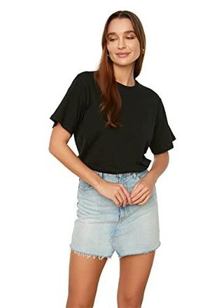 Trendyol T-Shirt tricot&eacute; pour Femme - 100% Coton - Col Bicyclette - Taille XL